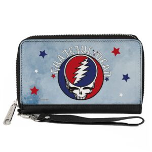 buckle-down women's pu zip around wallet rectangle-grateful dead, 7.5"x4.5"