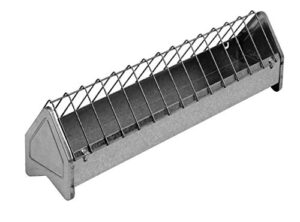 little giant® metal poultry trough feeder | galvanized steel poultry trough feeder with grate | 20"