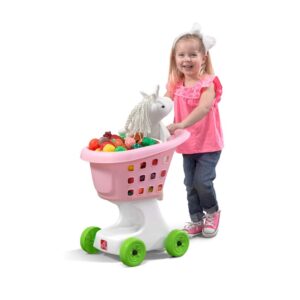 step2 little helper's shopping cart for kids, play grocery cart, made of durable plastic, for toddlers 2+ years old, pink