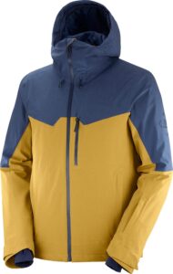 salomon men's standard untracked jacket, cumin/dark denim/heather, large