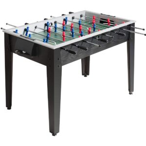 giantex foosball table, wooden soccer table game w/footballs, suit for 4 players, competition size table football for kids, adults, football table for game room, arcades (48 inch, black)