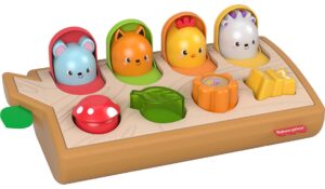 fisher-price baby toy hide & peek pop-up animal-themed sensory activity with wood accents & sounds for ages 9+ months