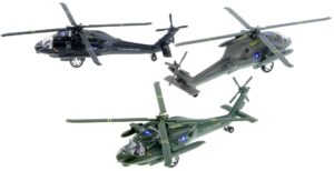 playmaker toys u.s. army sikorsky uh-60 black hawk helicopter 10" die cast metal model toy (colors may very)