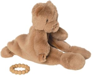 manhattan toy sleepy time bear plush baby lovie blankie with removable silicone teether ring