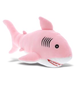 dollibu baby soft plush pink shark toy - stuffed animal shark plush for boys and girls, sea animal toys and shark gifts for kids, teens and adults, ocean stuffed animal plush toy shark - 12 inches