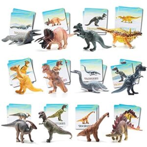 prextex dinosaur toy and memory card set | 12 realistic 10" kid toy dinosaurs with 24 cards | montessori toddler learning toys | kindergarten learning games | dinosaur toys for kids age 2 3 4 5 6 7 8