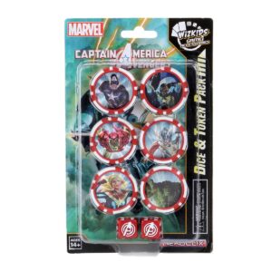 wizkids marvel heroclix: captain america and the avengers dice and token pack