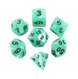 turquoise pearl rpg dice - full polyhedral set - 'aqua'