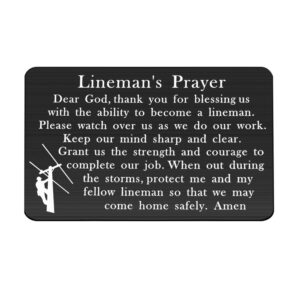 feelmem lineman gift lineman prayer wallet insert gifts for him husband dad uncle electric cable lineman be safe gift(black)