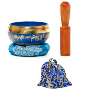 3.7" tibetan chakra singing bowl set with mallet and carry bag by trademark innovations