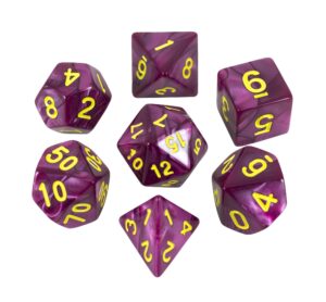 maroon pearl rpg dice - full polyhedral set - 'plum'