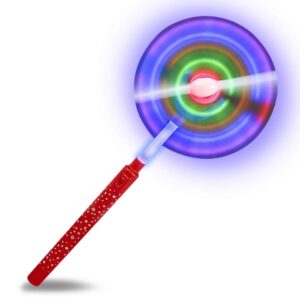 artcreativity light up spinning wand, 15-inch led spinner toy for kids, batteries included, fun spinning light up toy for boys and girls, great party favor, gift, or carnival prize – colors may vary