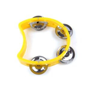 special ergonomic shape tambourine yellow, plastic 4"