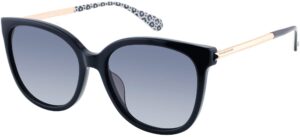 kate spade new york women's britton/g/s square sunglasses, black/polarized gray, 55mm, 17mm