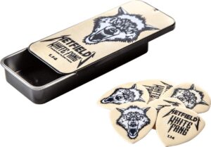 jim dunlop hetfield's white fang custom 1.14mm flow guitar pick tin (ph122t114)