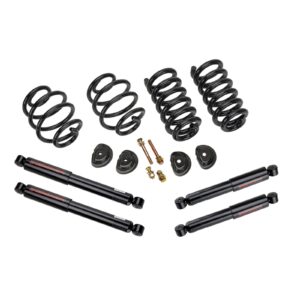 1963-1972 c10 3 inch front and 5 inch rear drop lowering kit with shocks - improve stance and ride quality, fits 6 cylinder and v8 trucks, black powder coated springs