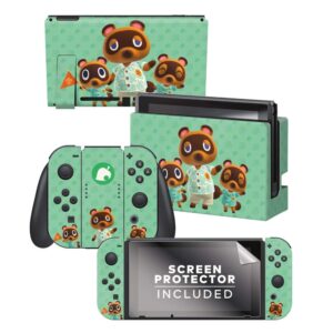 controller gear aunthentic & officially licensed animal crossing: new horizon - "tom nook & team" nintendo switch skin bundle