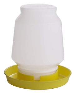 little giant® complete plastic poultry fount | 1 gallon | heavy duty plastic gravity fed water container jar | waterer for chickens, turkeys, ducks & more | made in usa | yellow