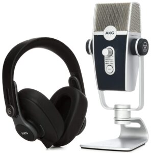 akg pro audio podcaster essentials kit for streamers, vloggers, and gamers-includes lyra usb-c microphone, k371 headphones, and ableton lite software