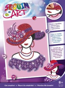 distribution solutions sequin art purple red hatter, sparkling arts and crafts kit; creative crafts for adults and kids