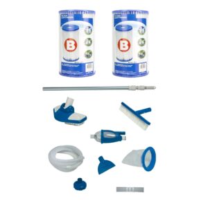 intex deluxe pool maintenance kit w/ intex pool replacement filter (2 pack)