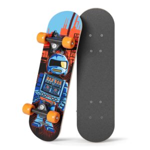 rude boyz 17" micro complete skateboard | maple wood | abec 7 bearings | double kick concave deck | kids skateboard, ideal toddler cruiser skateboard ages 2-5