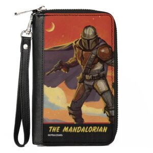 buckle-down women's pu zip around wallet rectangle-star wars the mandalorian, 7.5"x4.5"