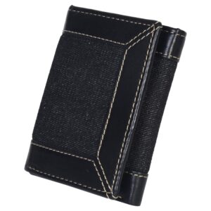 denim men's trifold designer wallet - sleek and slim includes id window and credit card holder by leatherboss