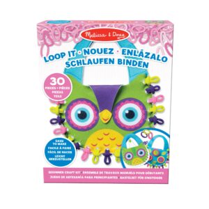 melissa & doug loop it! beginner craft kit - owl tote | arts & crafts | age +3 years | gift for boy or girl