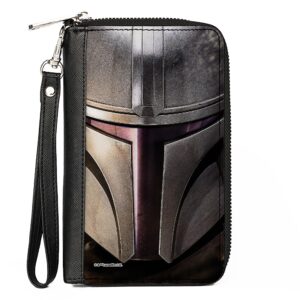 buckle-down women's pu zip around wallet rectangle-star wars the mandalorian, 7.5"x4.5"