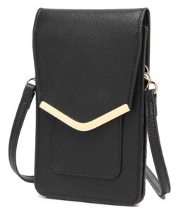 trendy phone case wallet crossbody purse card slots holder detachable strap shoulder bag (black-lm6302ab)