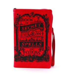 book of spells for love book clutch bag