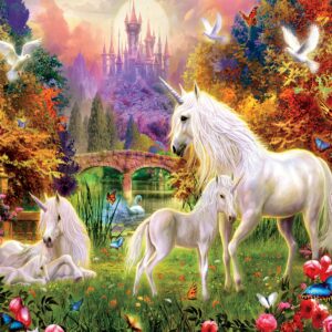 ceaco - unicorns glitter - the castle unicorns- 100 piece jigsaw puzzle