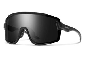 smith wildcat sunglasses with chromapop lens – shield lens performance sports sunglasses for biking, mtb & more – for men & women – matte black + black lens