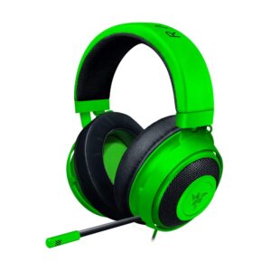 razer kraken - cross-platform wired gaming headset (pc, ps4, xbox one & switch, 50mm diaphragm, 3.5mm cable with in-line controls) green (renewed)