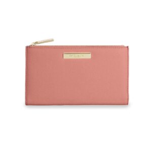 katie loxton alise womens vegan leather zipper fold-out purse wallet salmon pink