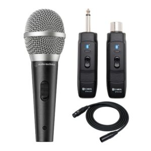 audio-technica atr1500x dynamic vocal/instrument microphone and knox gear microphone bluetooth adapter and receiver (2 items)