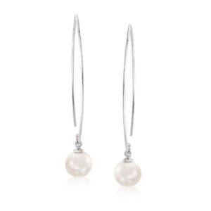 ross-simons 8-8.5mm cultured pearl threader drop earrings