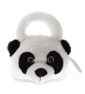 dollibu panda plush handbag - super soft plush stuffed animal purse for children's accessories, kids hand bag toy purse, pretend play, fluffy dress up toy purses for girls & boys