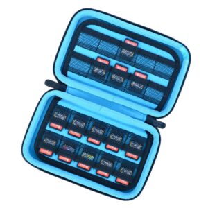 hard game card storage holder case for nintendo switch games or ps vita or sd memory cards - black/light blue