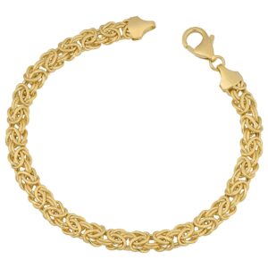 mcs jewelry 14k yellow gold byzantine bracelet 6mm (length: 7.25")