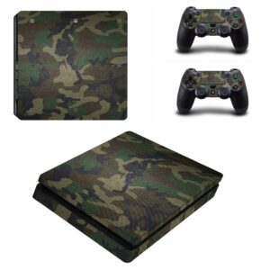 adventure games - camouflage - vinyl console skin decal sticker + 2 controller skins set - compatible with playstation ps4 slim gaming console systems