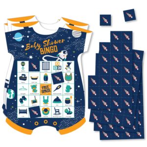 big dot of happiness blast off to outer space - picture bingo cards and markers - rocket ship baby shower shaped bingo game - set of 18