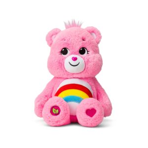 care bears 14" cheer bear plushie - medium size - pink plushie for ages 4+ – perfect stuffed animal holiday, birthday gift, super soft and cuddly – good for girls and boys, employees, collectors