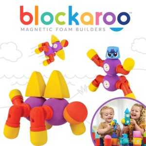 blockaroo magnetic foam blocks – stem preschool toys for children, toddlers, boys and girls, the ultimate bath toy – critter set, bath building blocks, engineering toys for kids 3-6