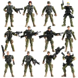 army men action figures set, include 12 toy soldiers with digital camo and millitary weapons-us army special forces group toys for kids boys, best age 4-7 year old