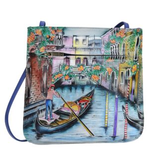 anuschka women's hand painted slim crossbody with front zip - venetian story