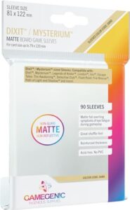 matte board game sleeves | pack of 90 matte sleeves | 81 by 122 mm card sleeves optimized for use with dixit and mysterium | premium card protection | ffg sand color code | made by gamegenic