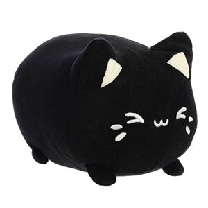 aurora® enchanting tasty peach® black sesame meowchi stuffed animal - bright & colorful design - showpiece plush - black 7 inches