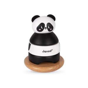 janod wood panda stacker & roly-poly rocker – ages 12+ months - j08188